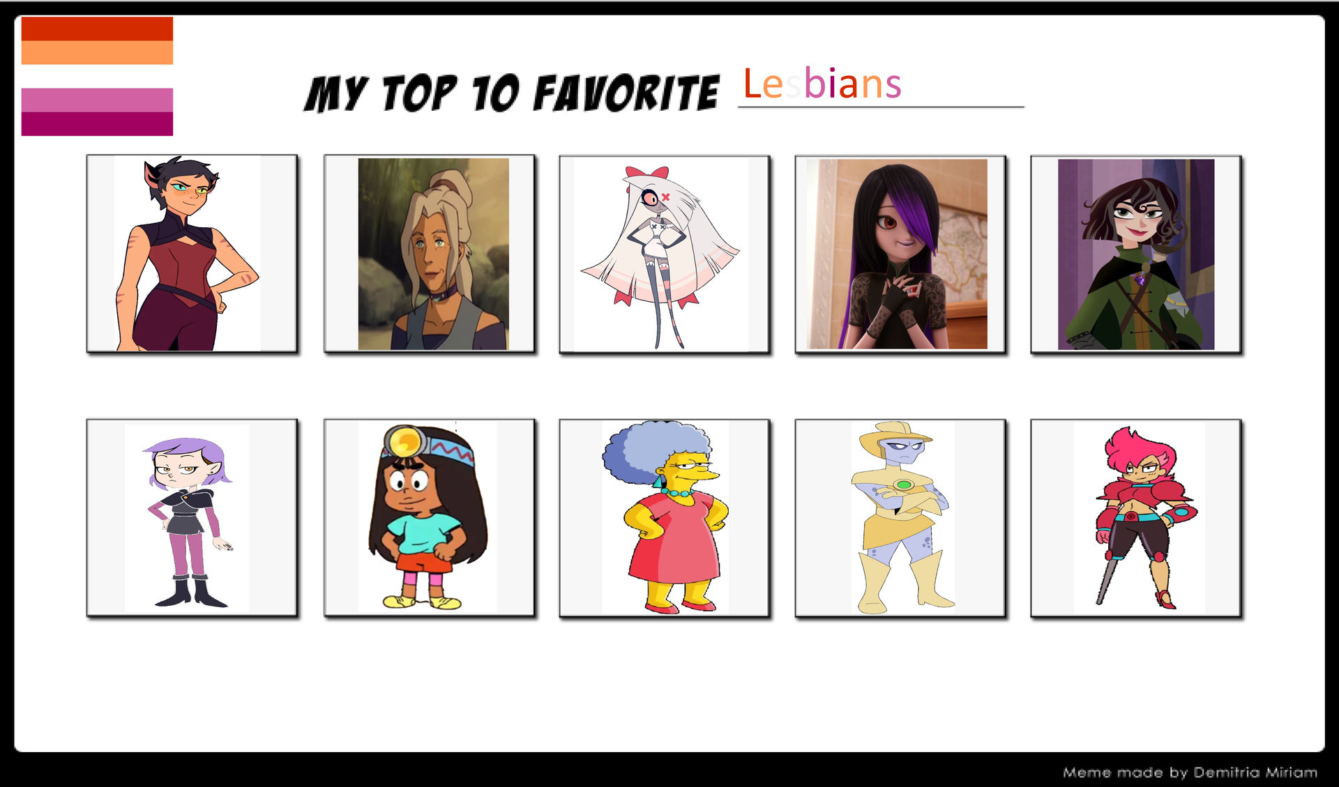 My Top 10 Favorite Lesbians Characters By Alyssaloyd On Deviantart