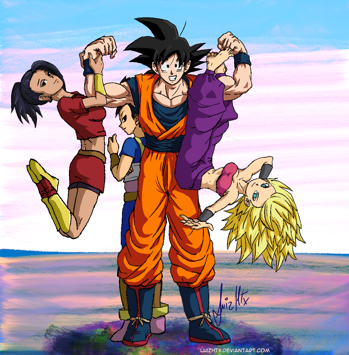Goku And U6 Saiyajins Caulifla Kale And Cabba By Luizhtx On Deviantart
