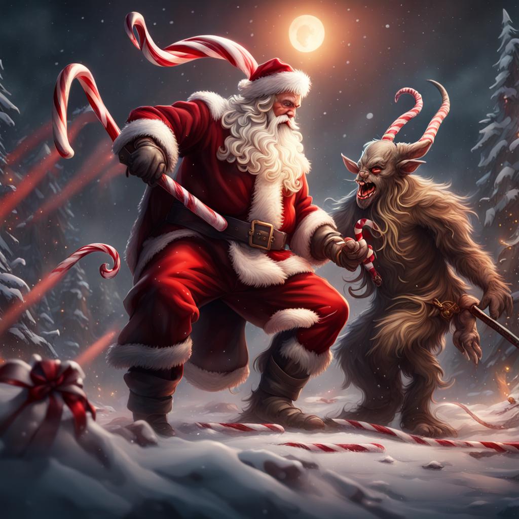 Santa Vs Krampus By Bashfulglowfly On Deviantart