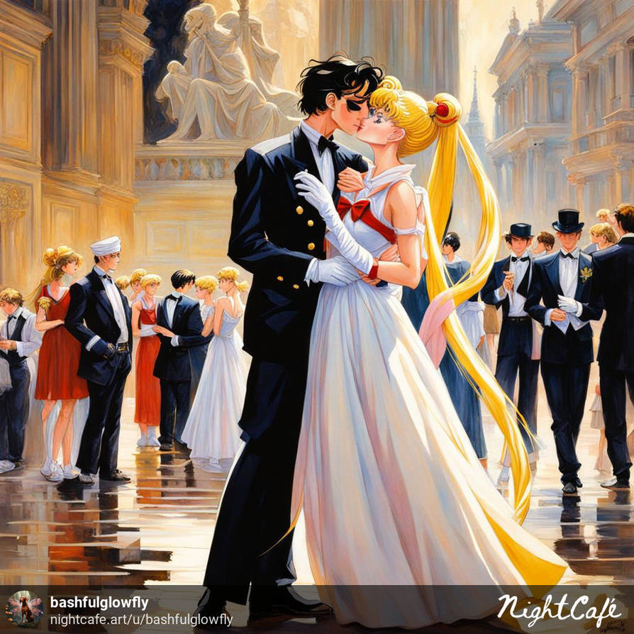 Sailor Moon Wearing Casual Dress Kissing Tuxedo By Bashfulglowfly On