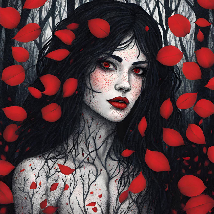 Sexy Demon Girl With Red Roses By Matildelestrange On Deviantart