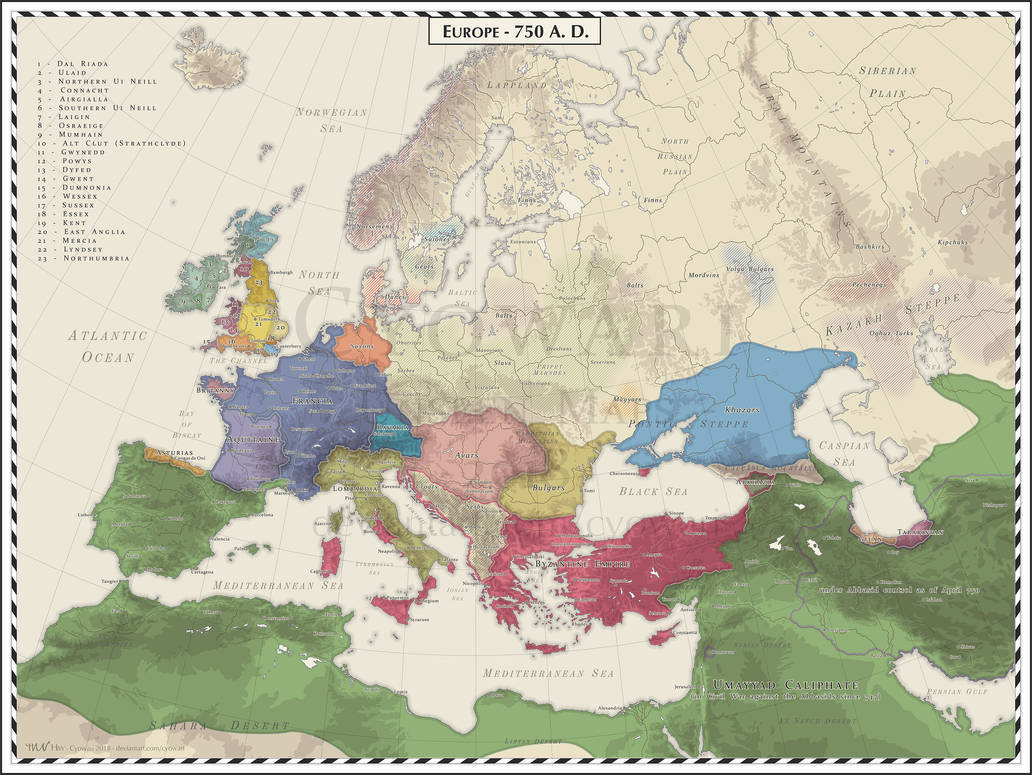 Europe - 750 AD by Cyowari on DeviantArt Europe - 750 AD by Cyowari on DeviantArt