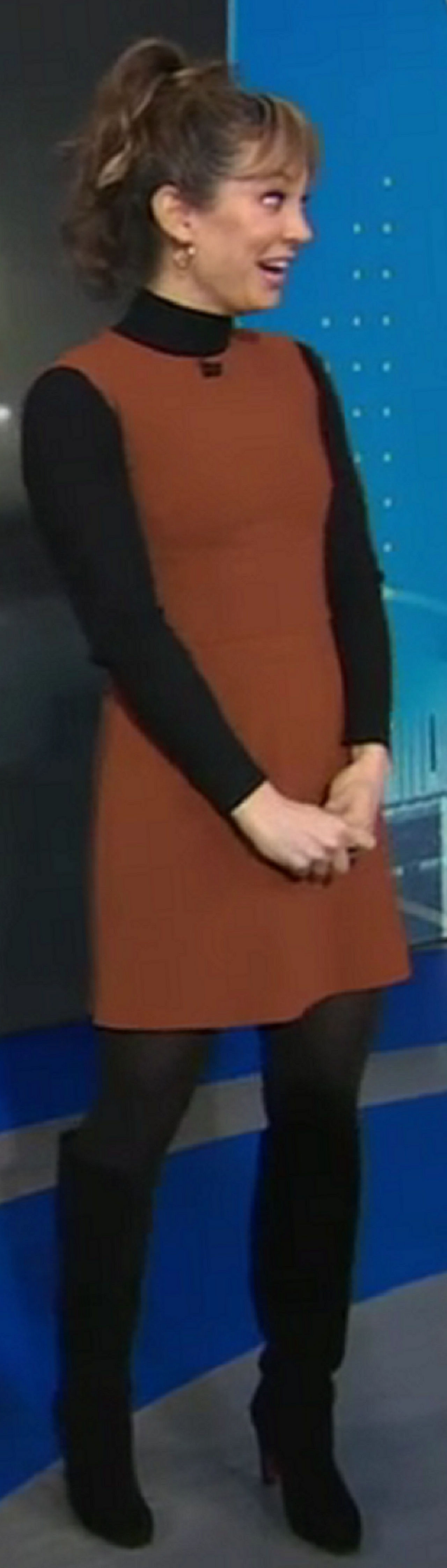 Ginger Zee Wearing A Sexy Mini Brown Dress 6 By Dragonmatt600 On Deviantart