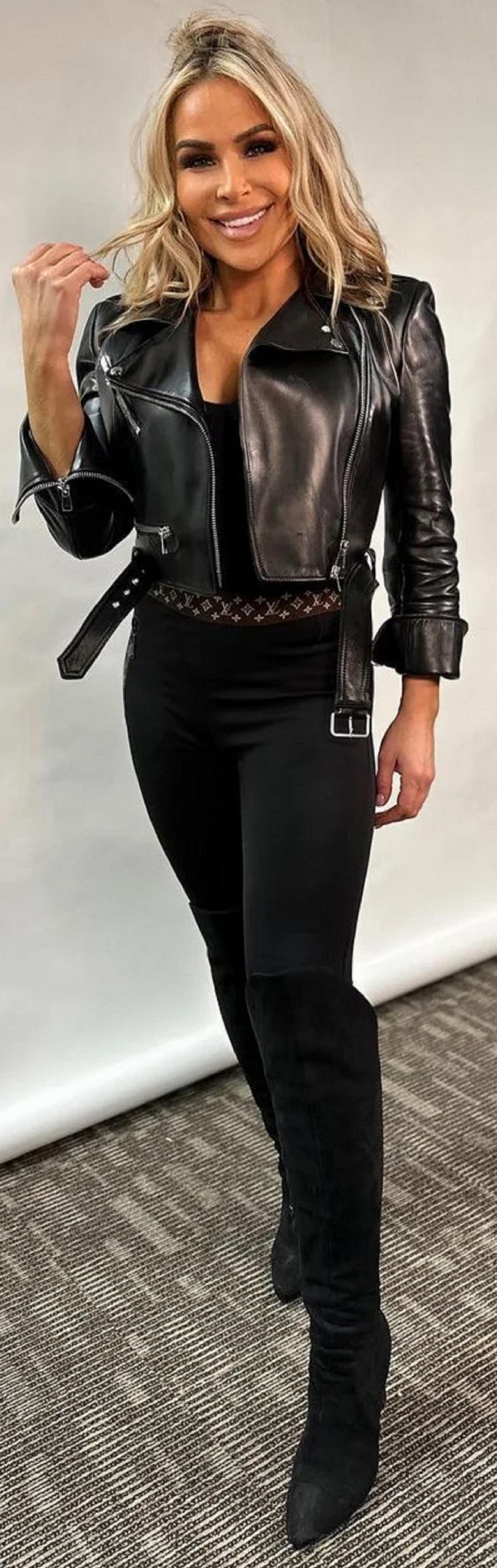 Nattie Neidhart Wearing A Sexy Leather Jacket 2 By Dragonmatt600 On Deviantart