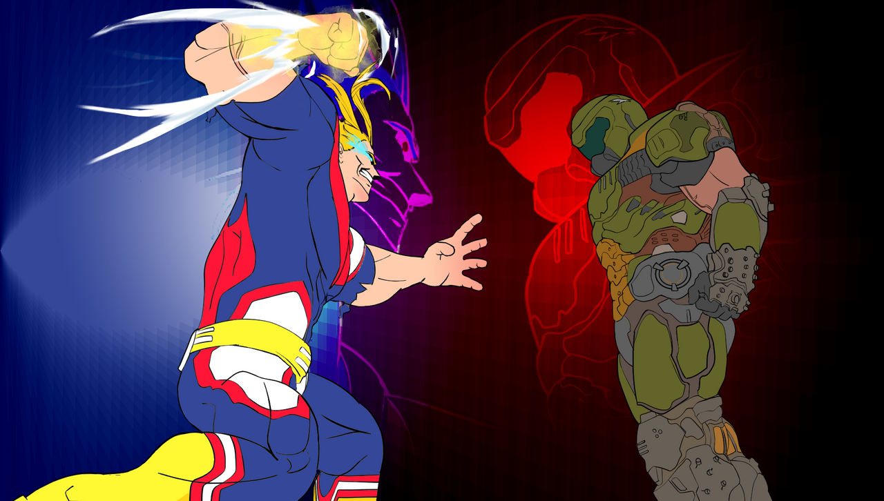 All Might Vs Doom Guy Unchained Predator By Thegreatkhandx On Deviantart
