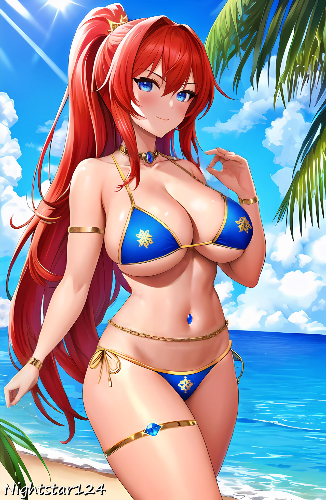 Rias Gremory Bikini Beach Fun 2 By Nightstar124 On Deviantart