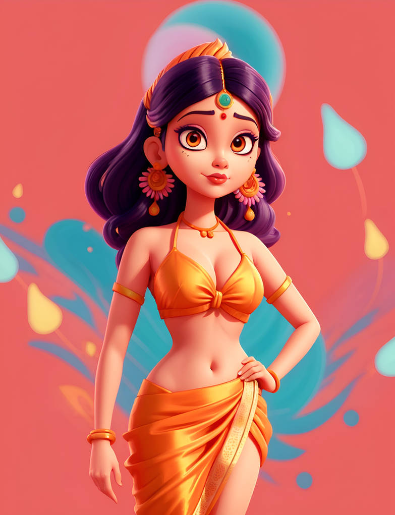 Sexy Indian Woman In Orange Bikini Sari By Aivoodoo On Deviantart