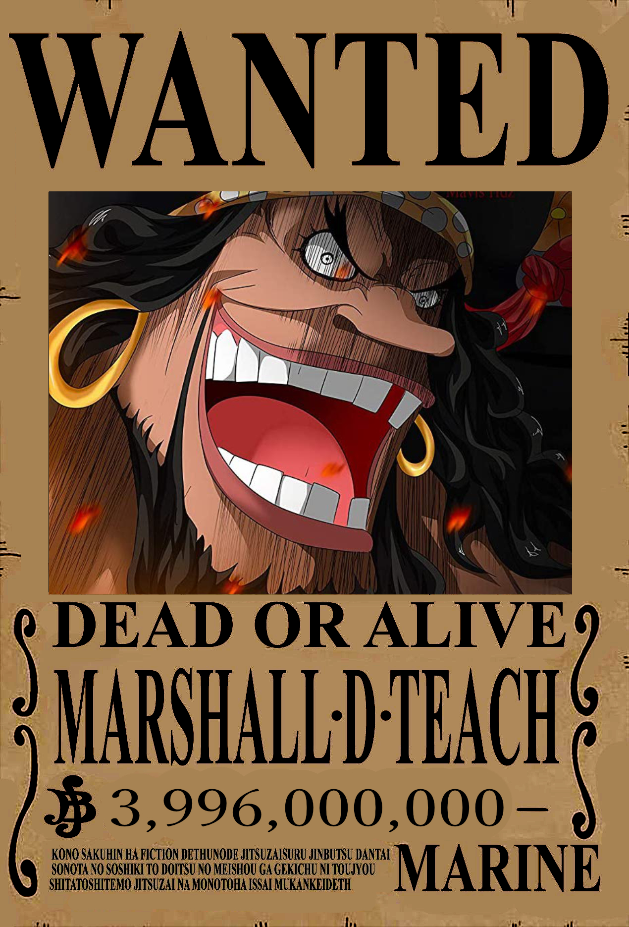 Wanted Marshal D Teach By Nfdu94 On Deviantart