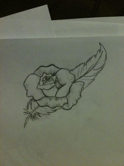 Angel Feather And Rose Tattoo Design By Angelfeather4 On Deviantart