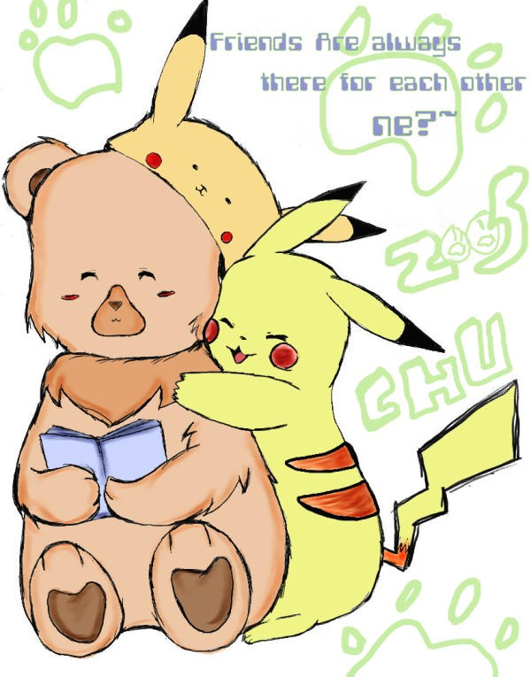+pikachu hugging a bear+ by chu11 on DeviantArt