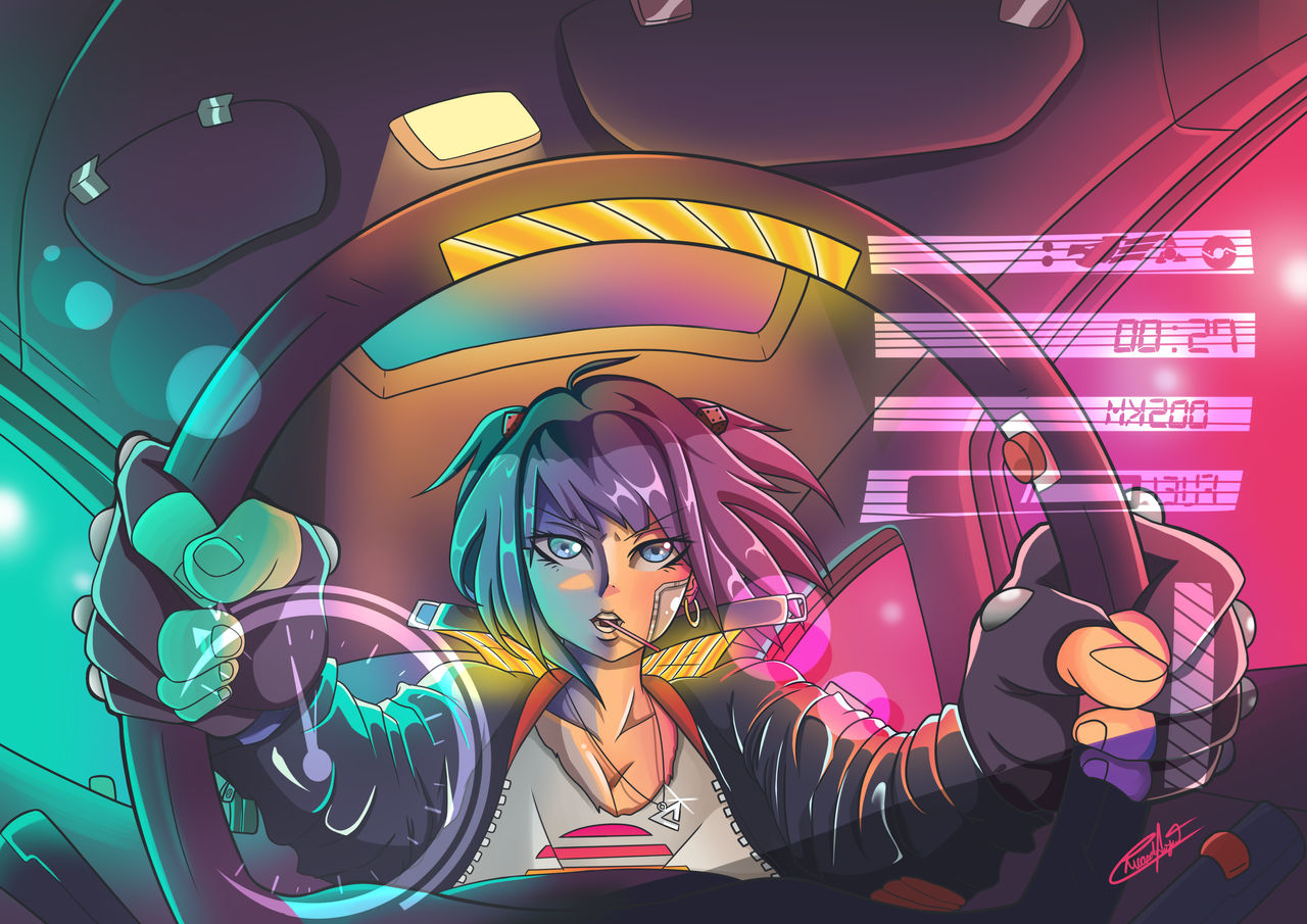 Synthwave Girl By Rickmangastyle On Deviantart