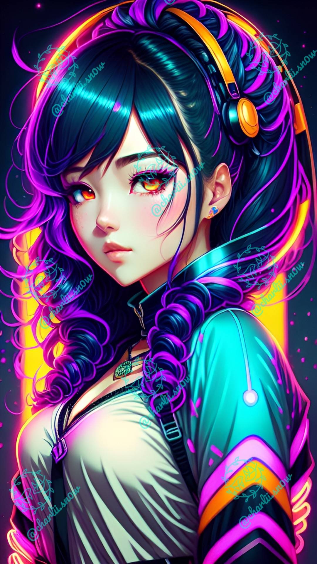 Neon Anime Girl By Charliisn0w On Deviantart