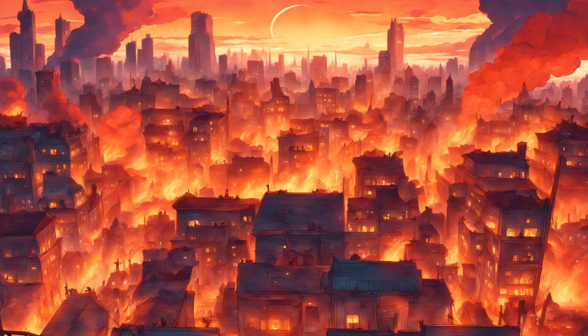 Burning Anime city by Phatfingerz104 on DeviantArt