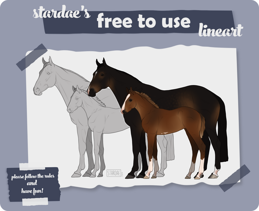 || FREE TO USE Mare and Foal Lineart || by stardae on DeviantArt