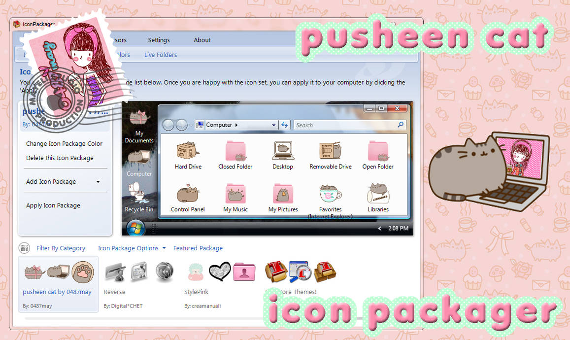 Tema de Pusheen Cat, IconPackager by may0487 on DeviantArt