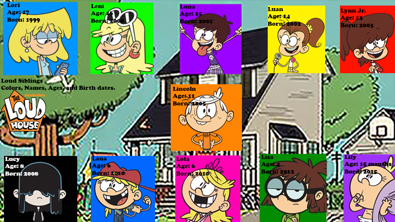 Loud Siblings Colors, Names, Ages, and Year Births by JDL2016 on DeviantArt
