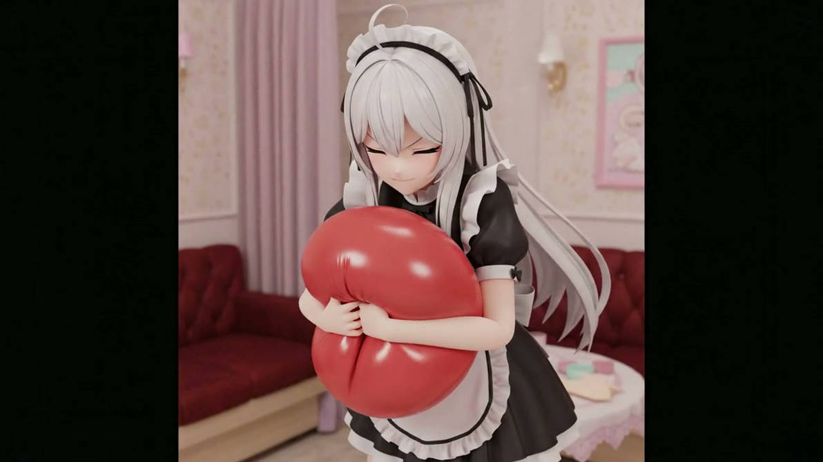 Maid Balloon Squeeze by AiTalesandFiction on DeviantArt