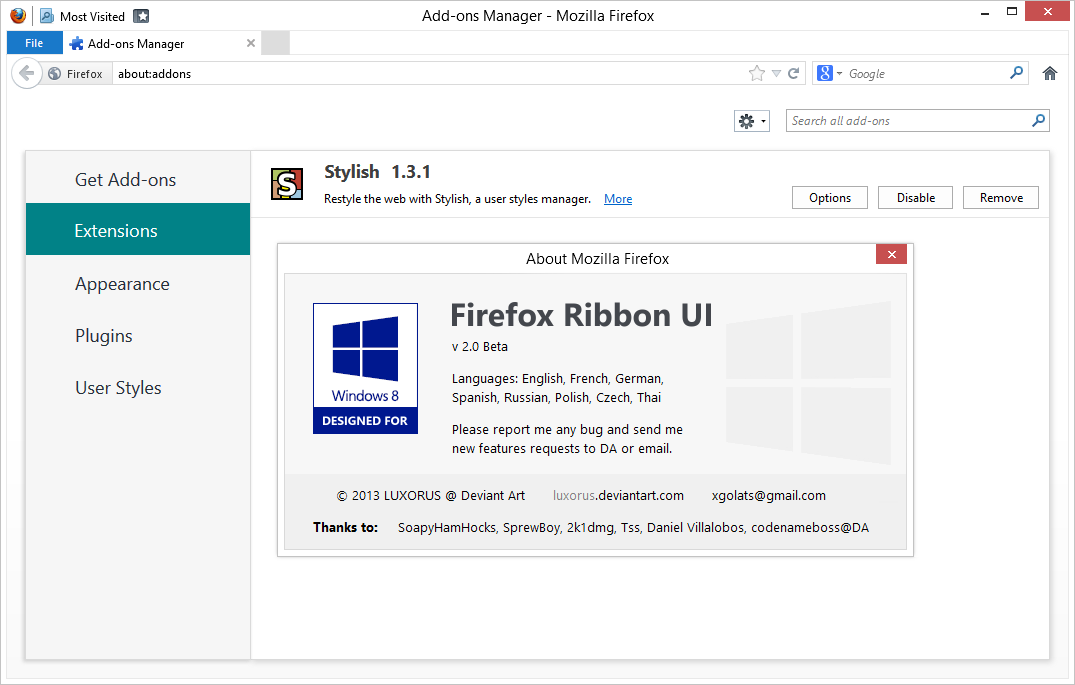 Firefox Ribbon UI version 2.05 by luxorus on DeviantArt