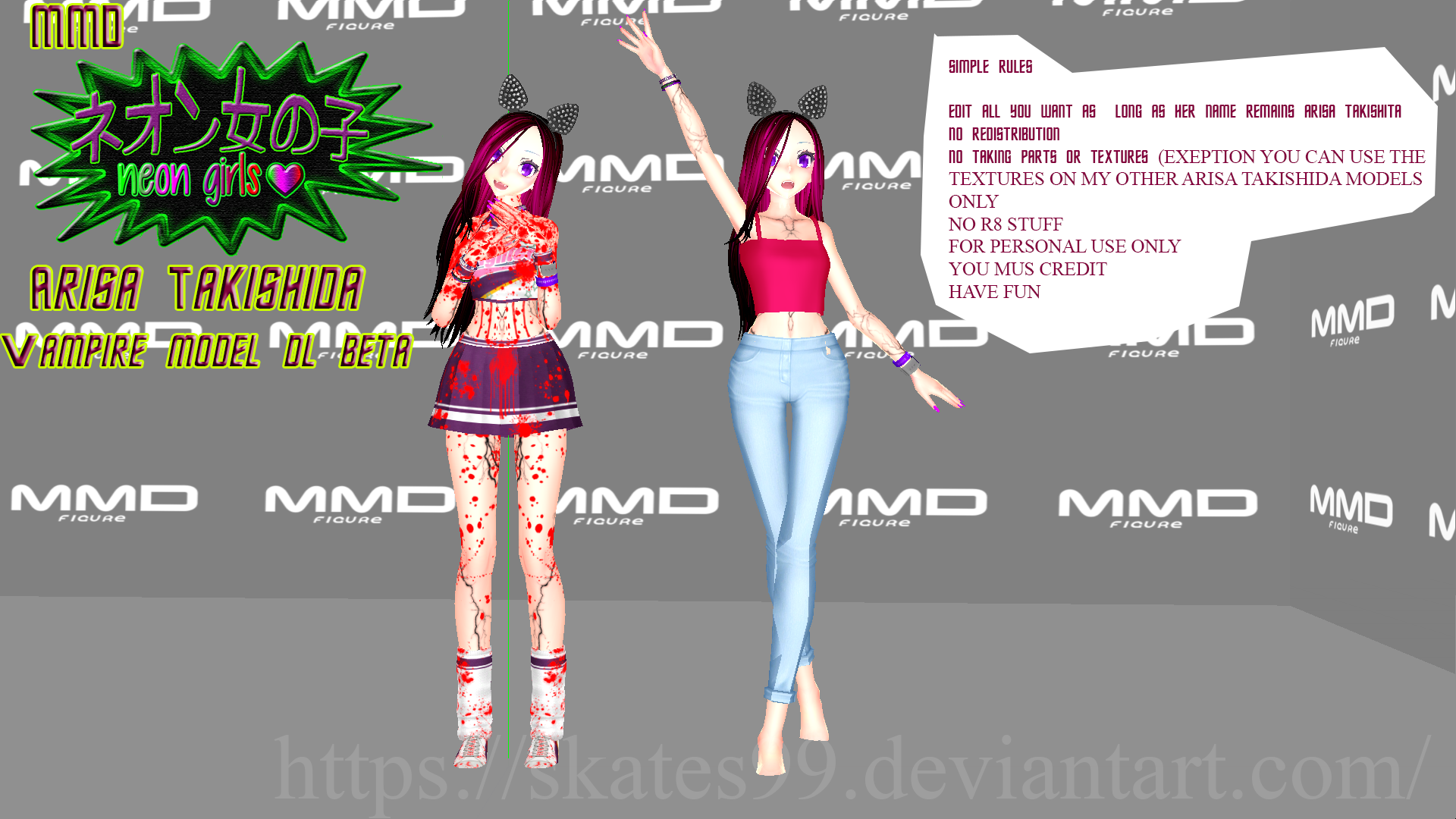 mmd Arisa Vampire model dl beta by skates99 on DeviantArt