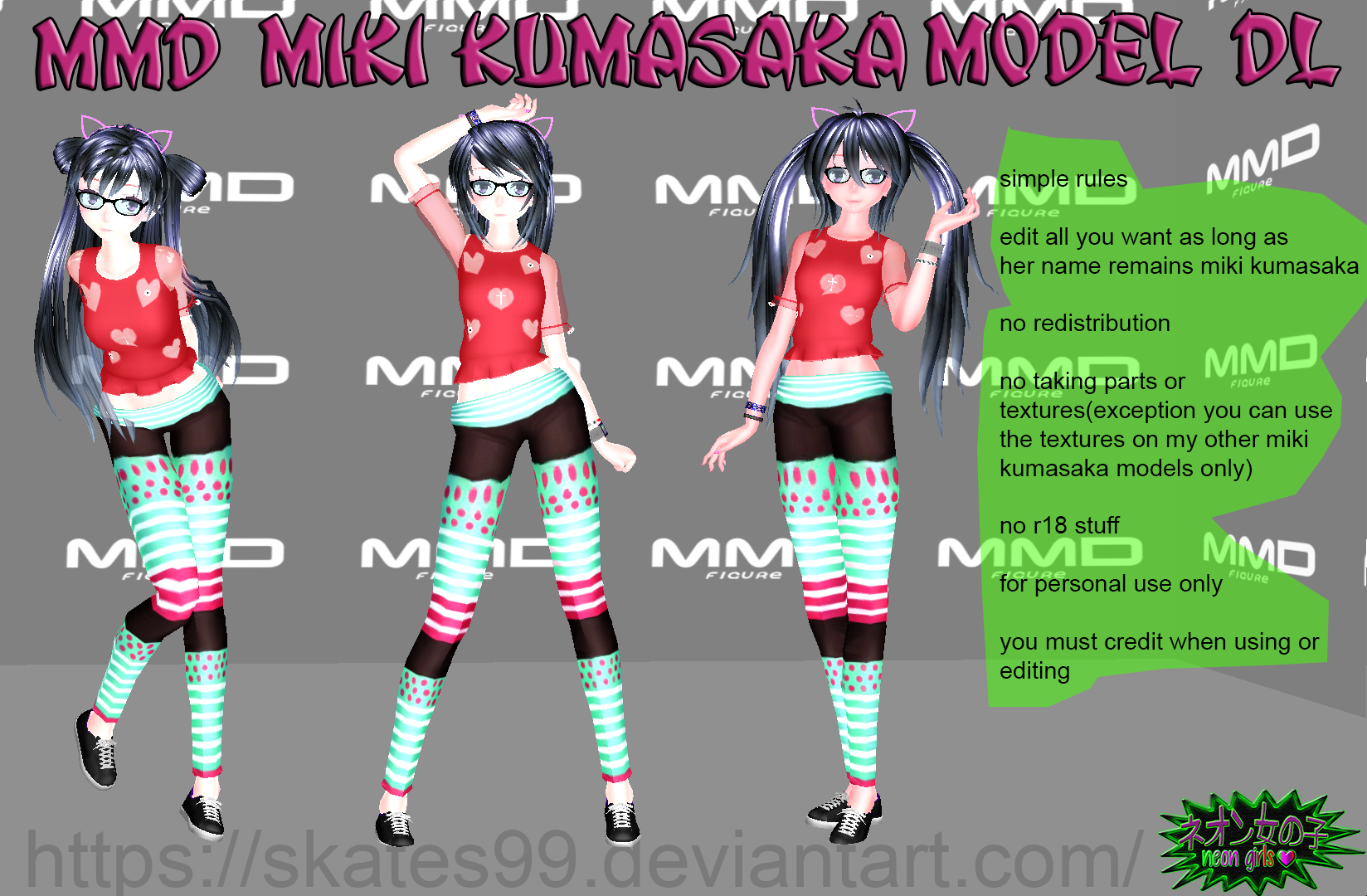 mmd Miki Kumasaka model update dl by skates99 on DeviantArt