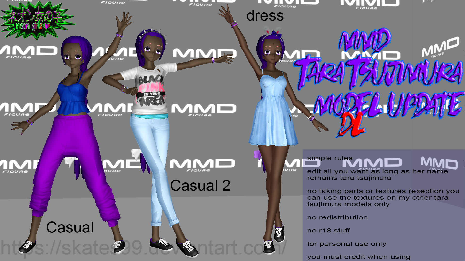 mmd tda Tara Tsushimura models update pack dl by skates99 on DeviantArt