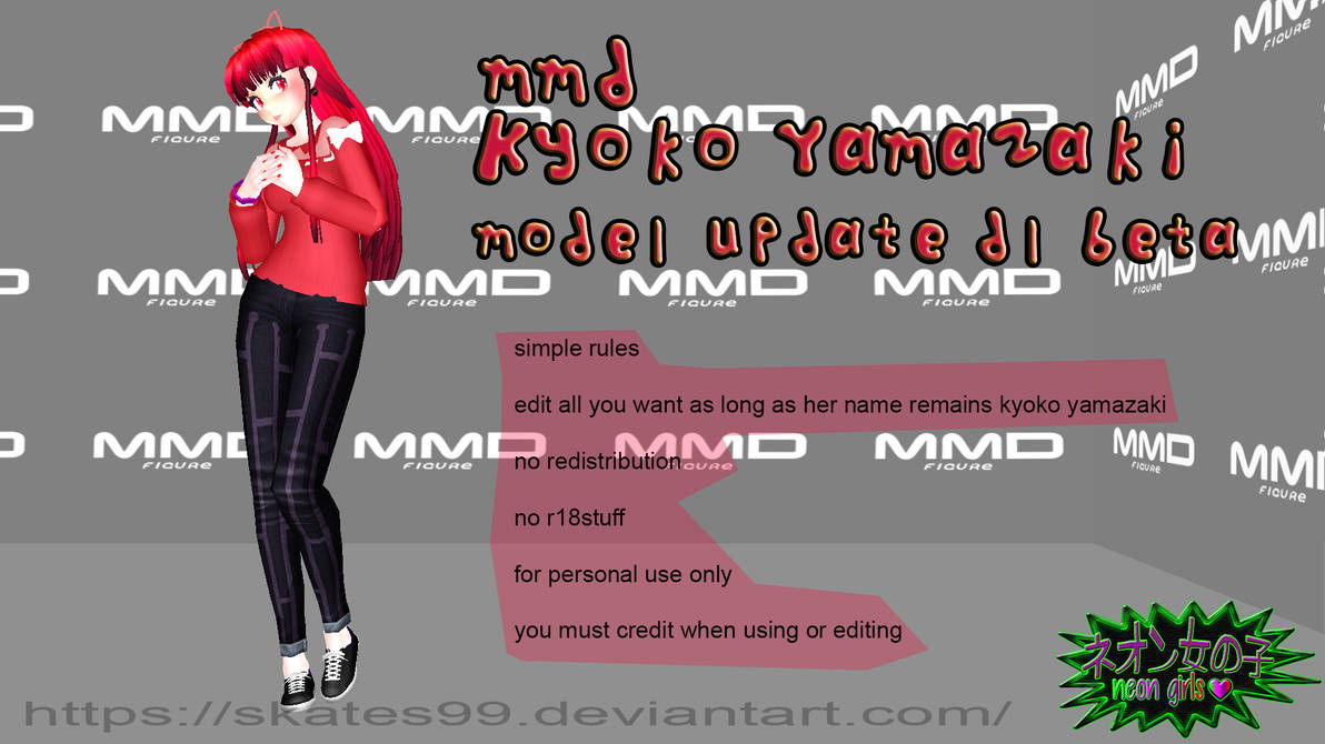 mmd Kyoko Yamazaki model update dl beta by skates99 on DeviantArt