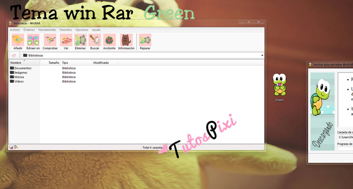 Tema Win rar Green Cute by TutosPixi on DeviantArt