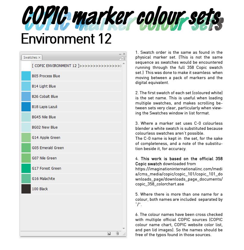 COPIC marker colour set - Environment 12 by d-signer on DeviantArt