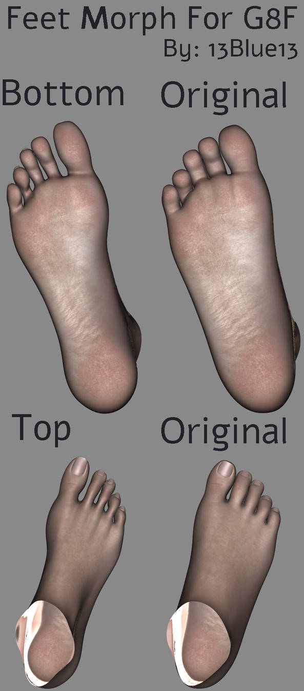 Daz3d - [M Feet 1] free foot morph for G8F by 13blue13 on DeviantArt