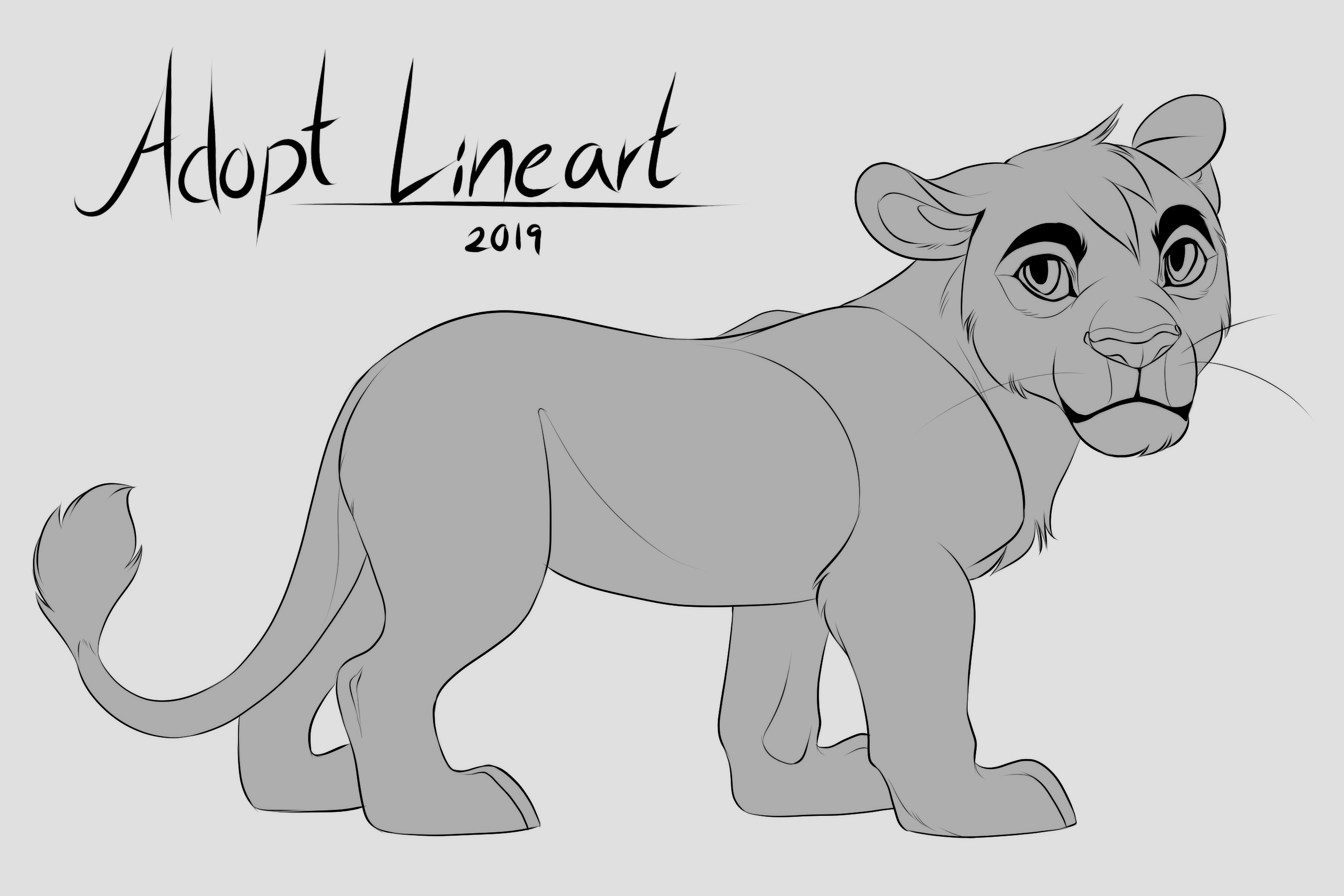 2019 Lion Cub Adopt Lineart by lightningspam on DeviantArt
