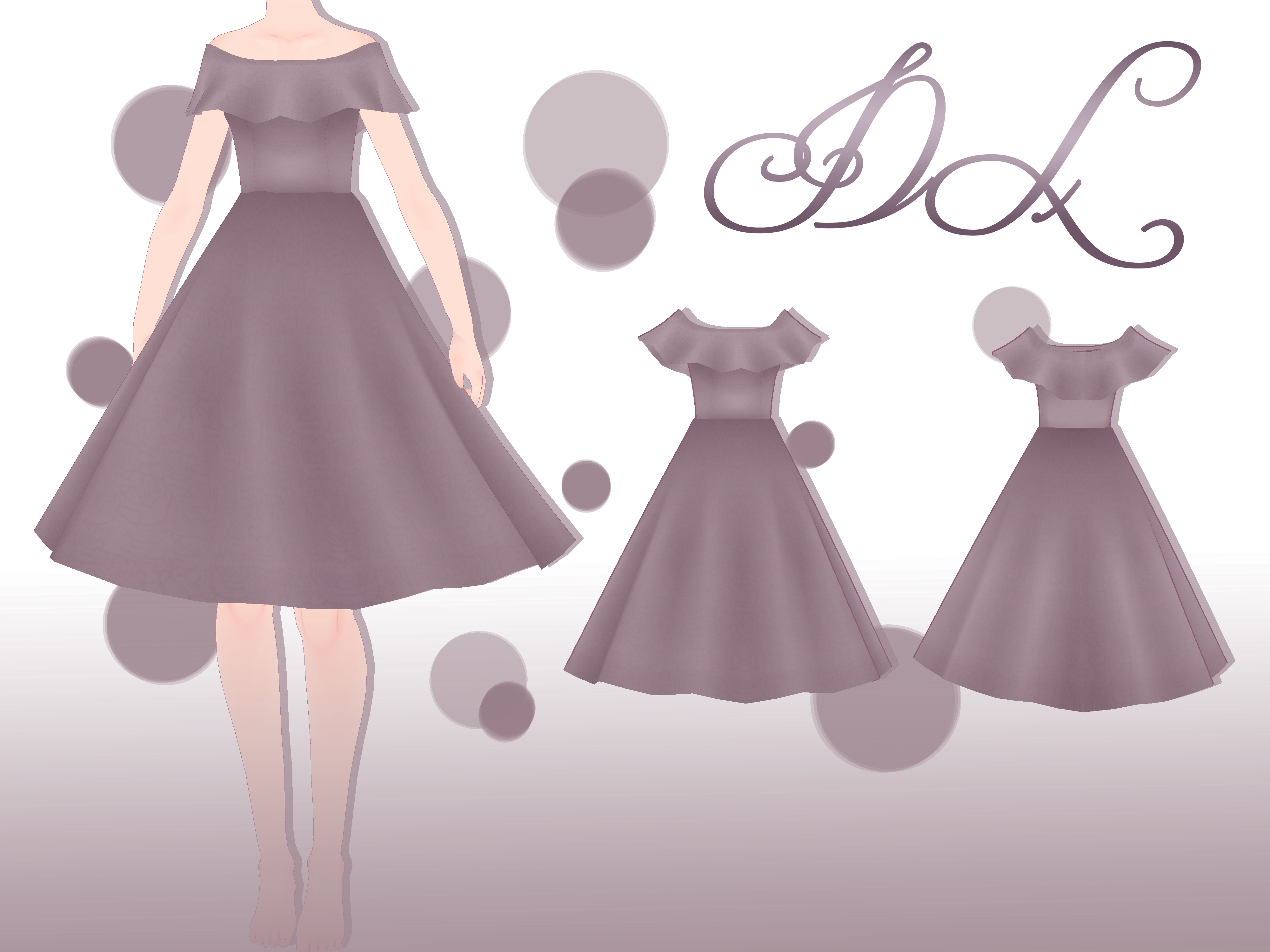 MMD Off Shoulder Dress - DOWNLOAD ::. by AneCoco on DeviantArt