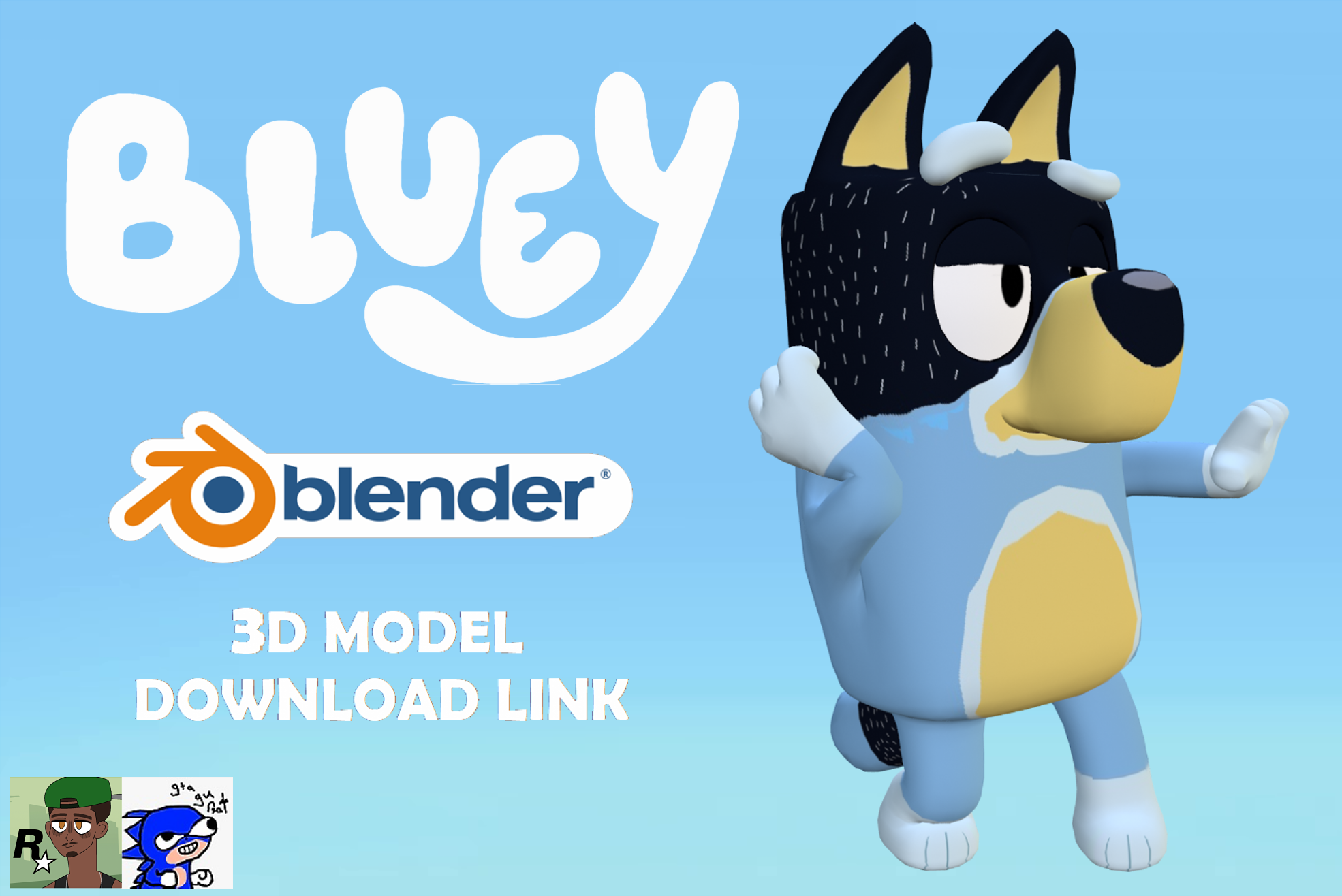 Bluey Bandit Heeler 3D Model Download by SpideyGta101 on DeviantArt