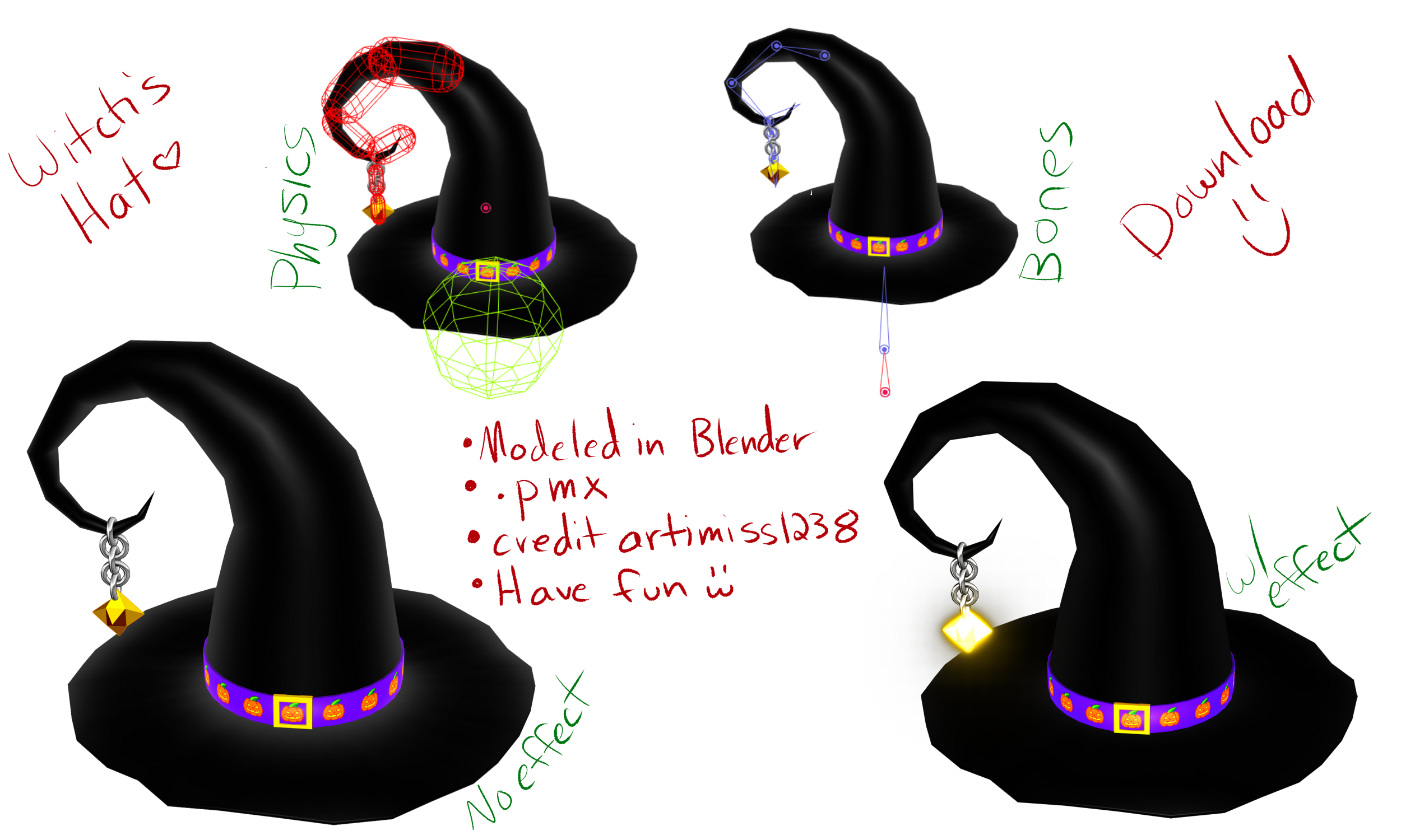MMD DL Witch's Hat by artemis1031 on DeviantArt