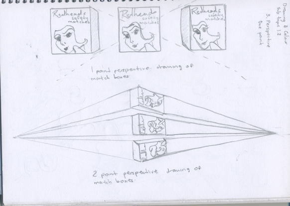 1 and 2 point perspective drawing of a match box by sherielucas19 on ...