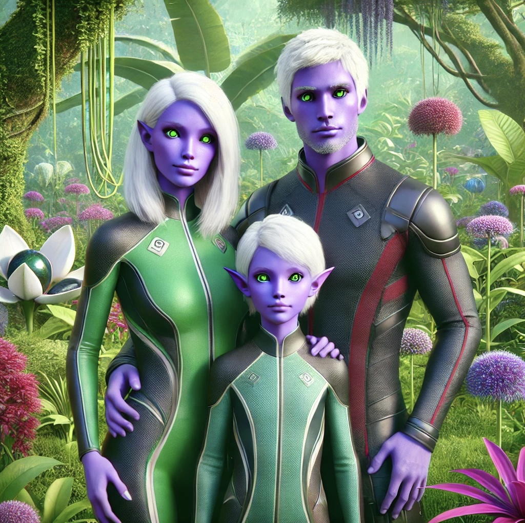 Purple Humanoid Family, Green Eyes, Alien Jungle by Full-Maverick on ...
