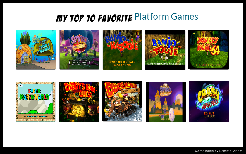My Top 10 Favorite Platform Games by StephenBVoices on DeviantArt