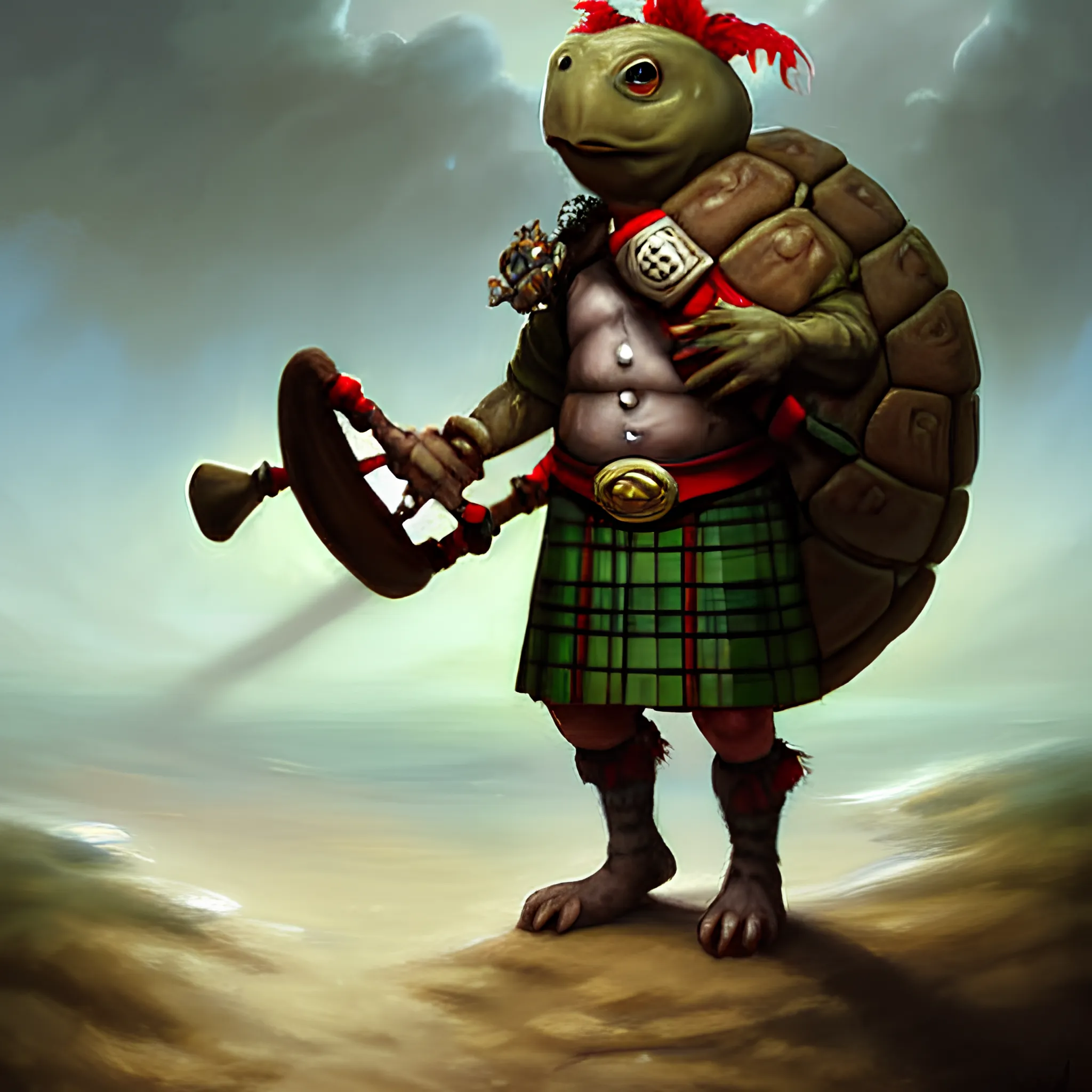 Scottish ginger turtle bard with bagpipe by Shigawire3D on DeviantArt