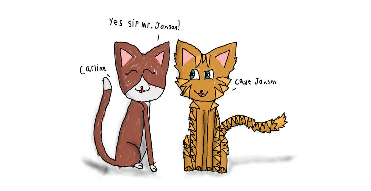 Caroline and Cave Jonson as cat! by TheColorlessCat on DeviantArt