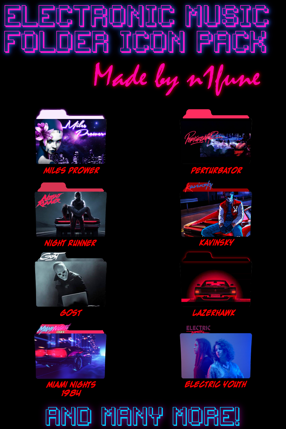 Folder Icons For Various Electronic Music Artists by n1fune on DeviantArt