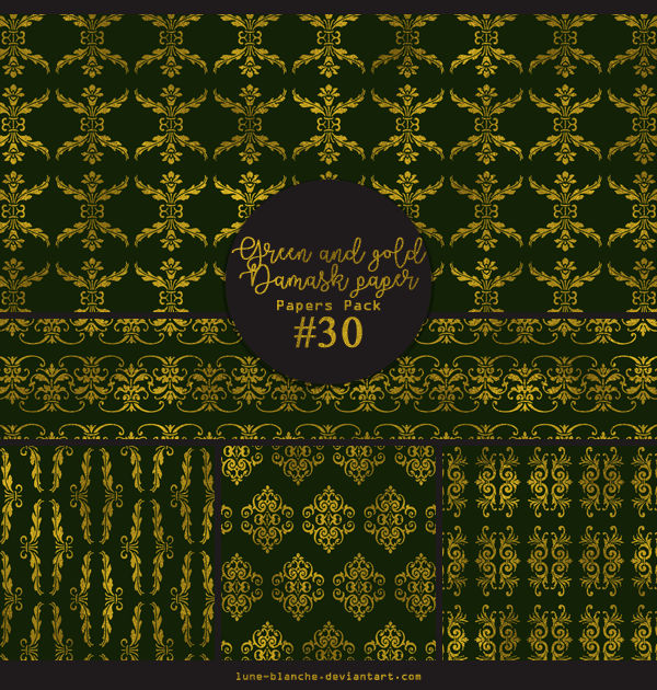 Papers pack #30 - Green and gold damask paper by lune-blanche on DeviantArt