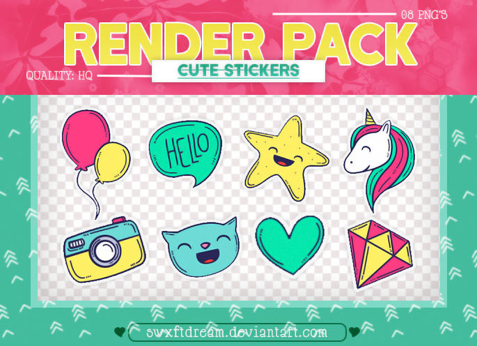 +Cute Stickers x Render Pack by swxftdream on DeviantArt