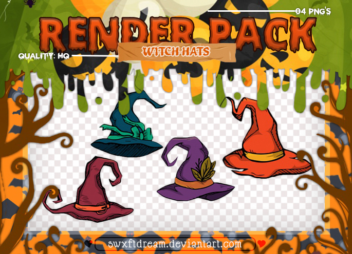 +WITCH HATS 2 x Render Pack by swxftdream on DeviantArt
