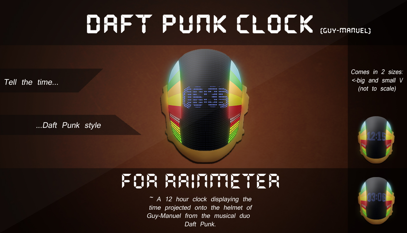Rainmeter- Daft Punk Clock (Guy-Manuel) by H-Thomson on DeviantArt