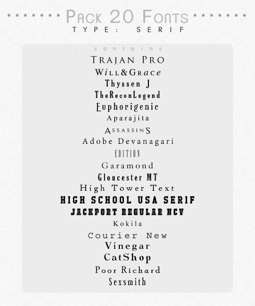 Pack: 20 Fonts [ Serif ] by Tsukirii on DeviantArt