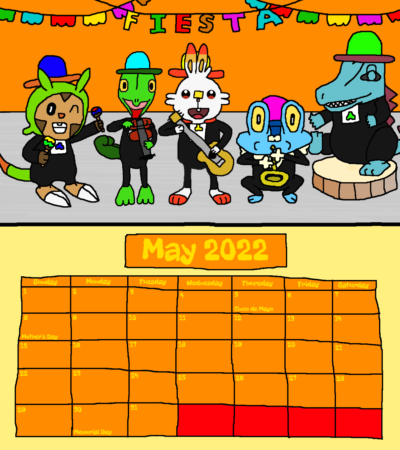 Hypnofeet Trio and Friends: May 2022 Calendar by Cyanesque111 on DeviantArt
