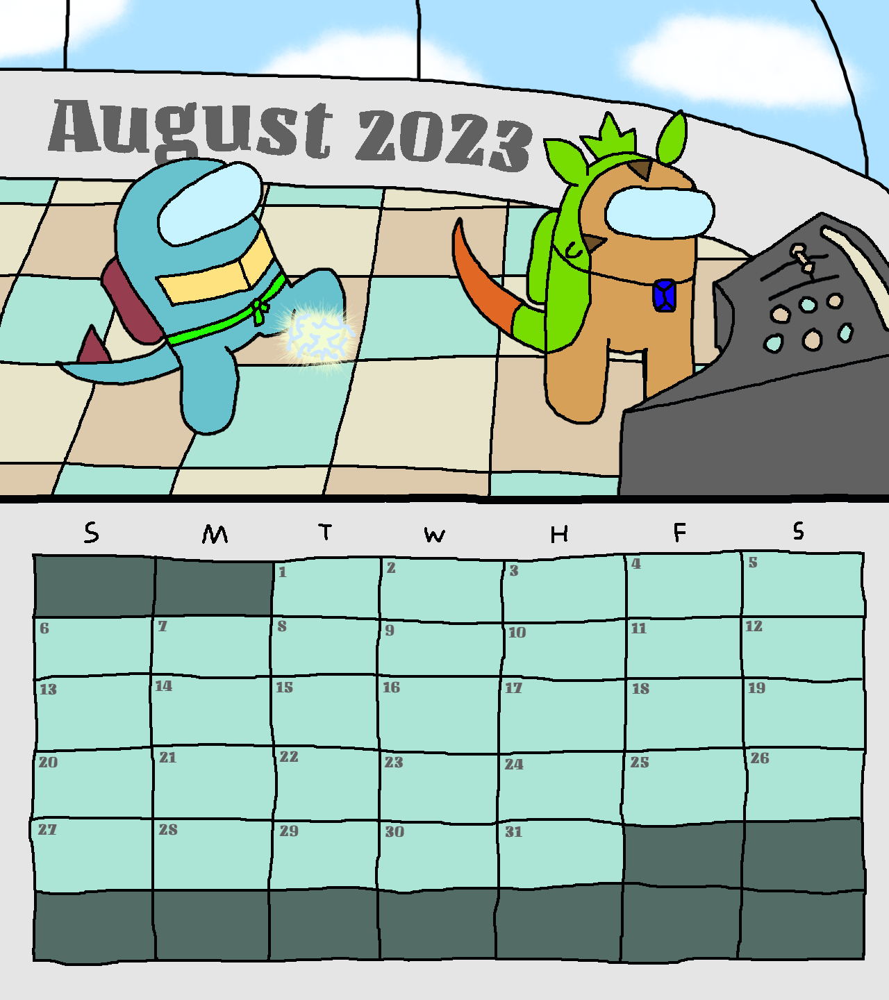 Hypnofeet Trio and Friends: August 2023 Calendar by Cyanesque111 on DeviantArt