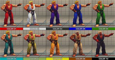 Ken Third Strike Color Pack by jiggeh Re-uploaded by MANNY452 on DeviantArt
