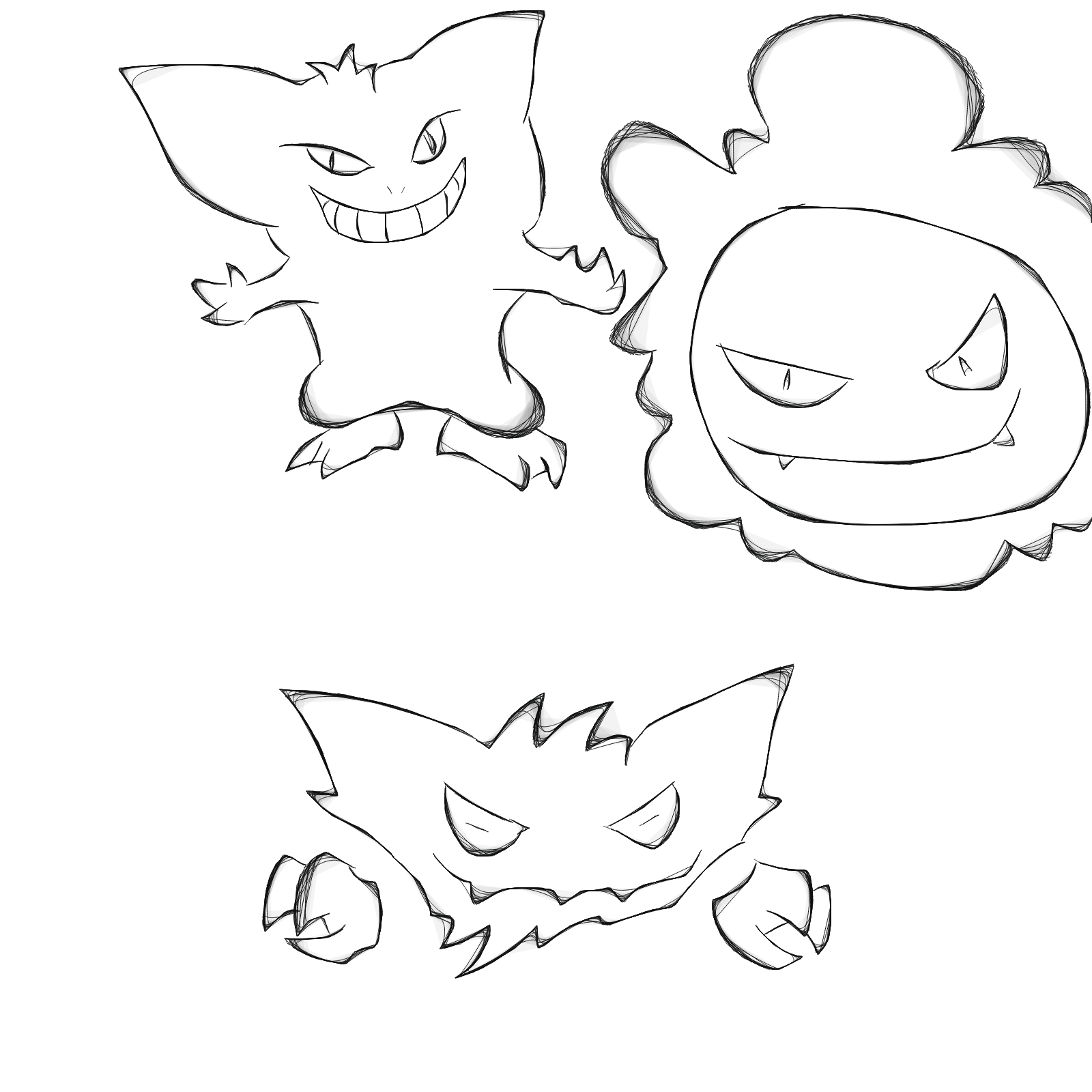 Ghastly, Haunter, and Gengar by dizblast09 on DeviantArt