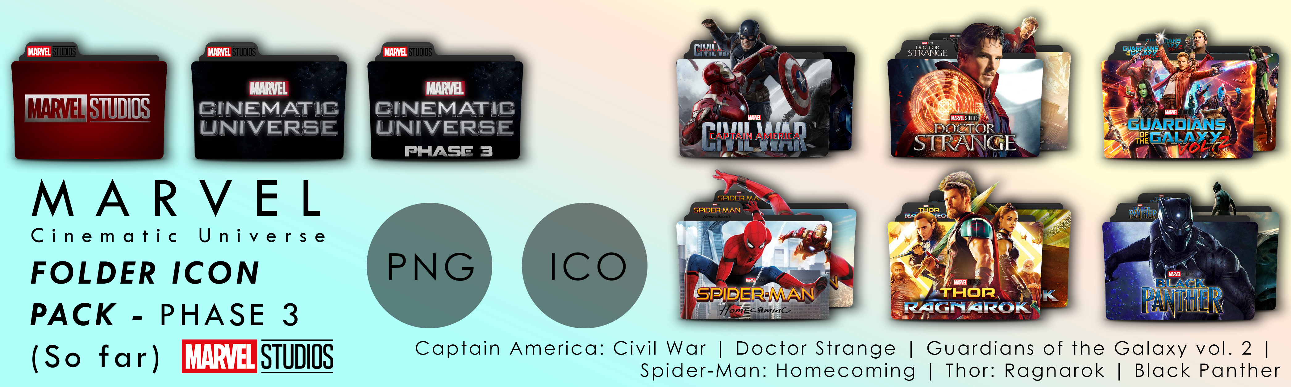 Marvel MCU Folder Icons - Phase Three (So Far) by purejoyandhappiness on DeviantArt