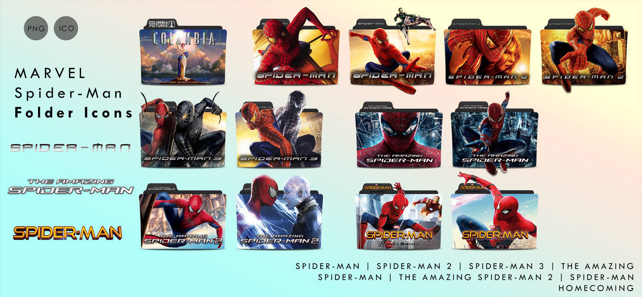 MARVEL Spider-Man Movies Folder Icons by purejoyandhappiness on DeviantArt